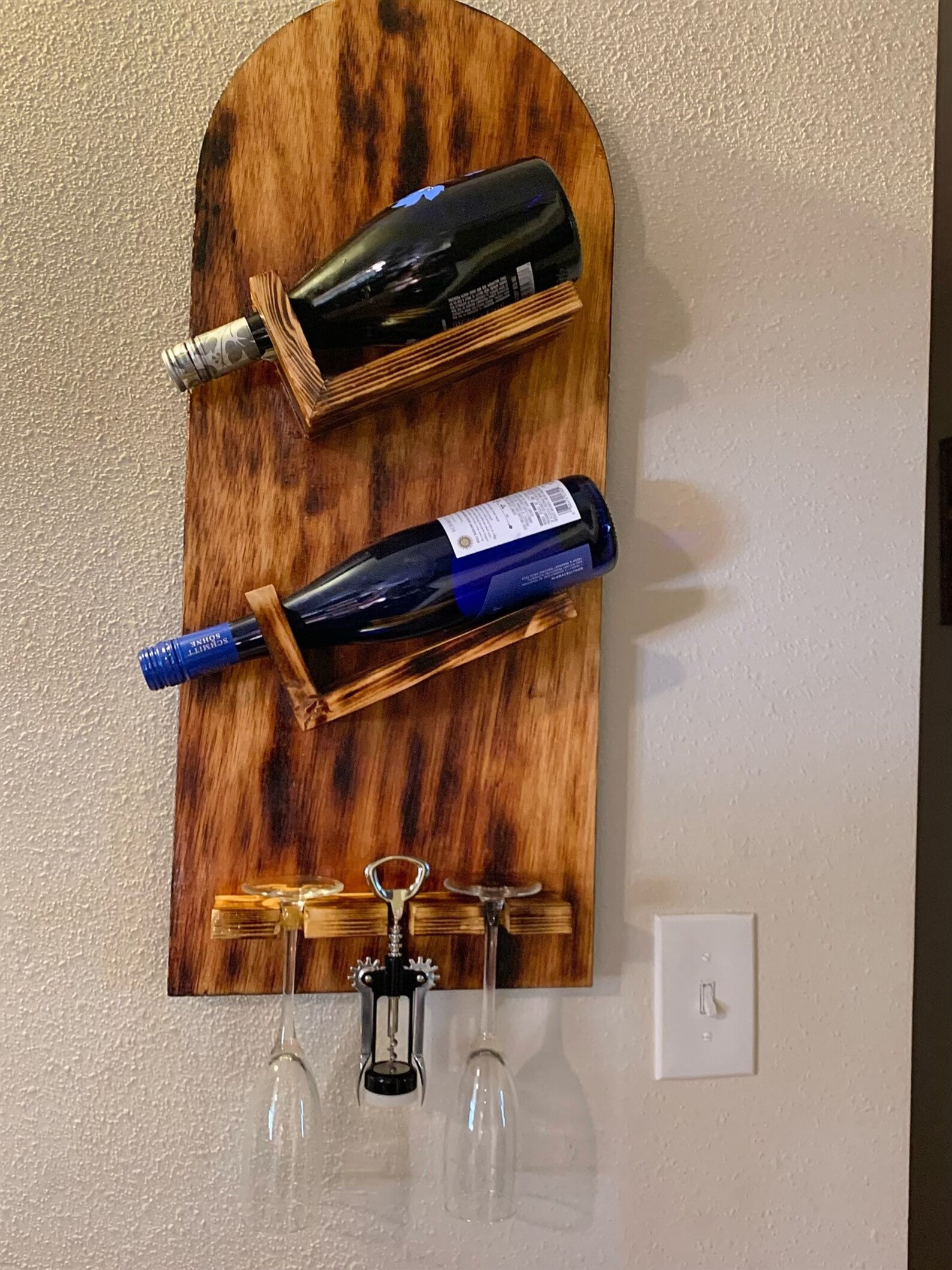 Farmhouse, Rustic, Burnt Custom Wooden Wall Hanging 2 Bottle Wine Rack ...