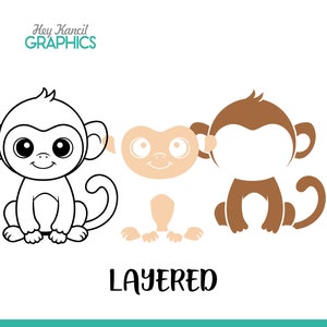 Baby Monkey SVG, Cute Monkey Svg, Baby Monkey Outline, Jungle Animal ...