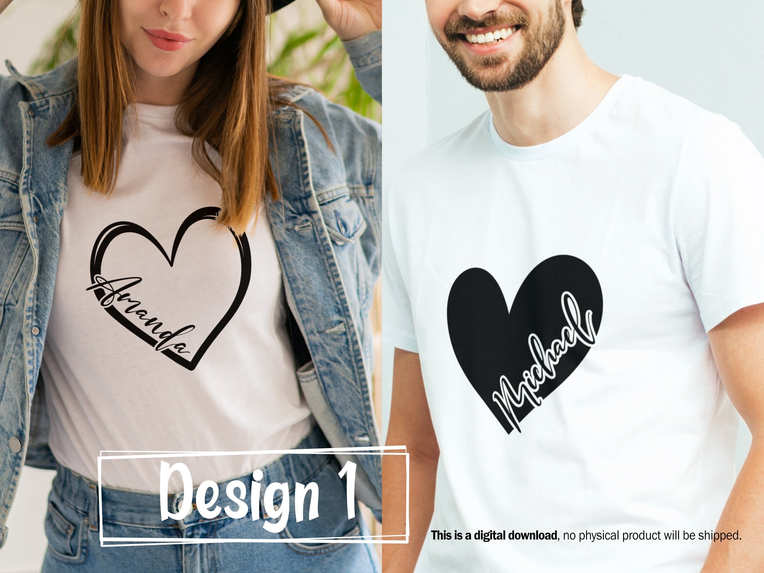 Custom Name Hearts Split Heart Svg Split Name Frame Svg - Etsy