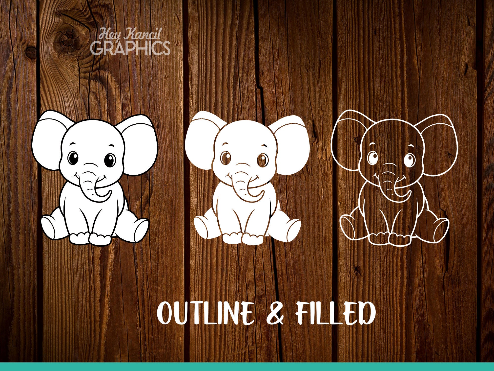 Baby Elephant SVG, Elephant Outline SVG, Baby Shower Gift SVG, Cut File ...