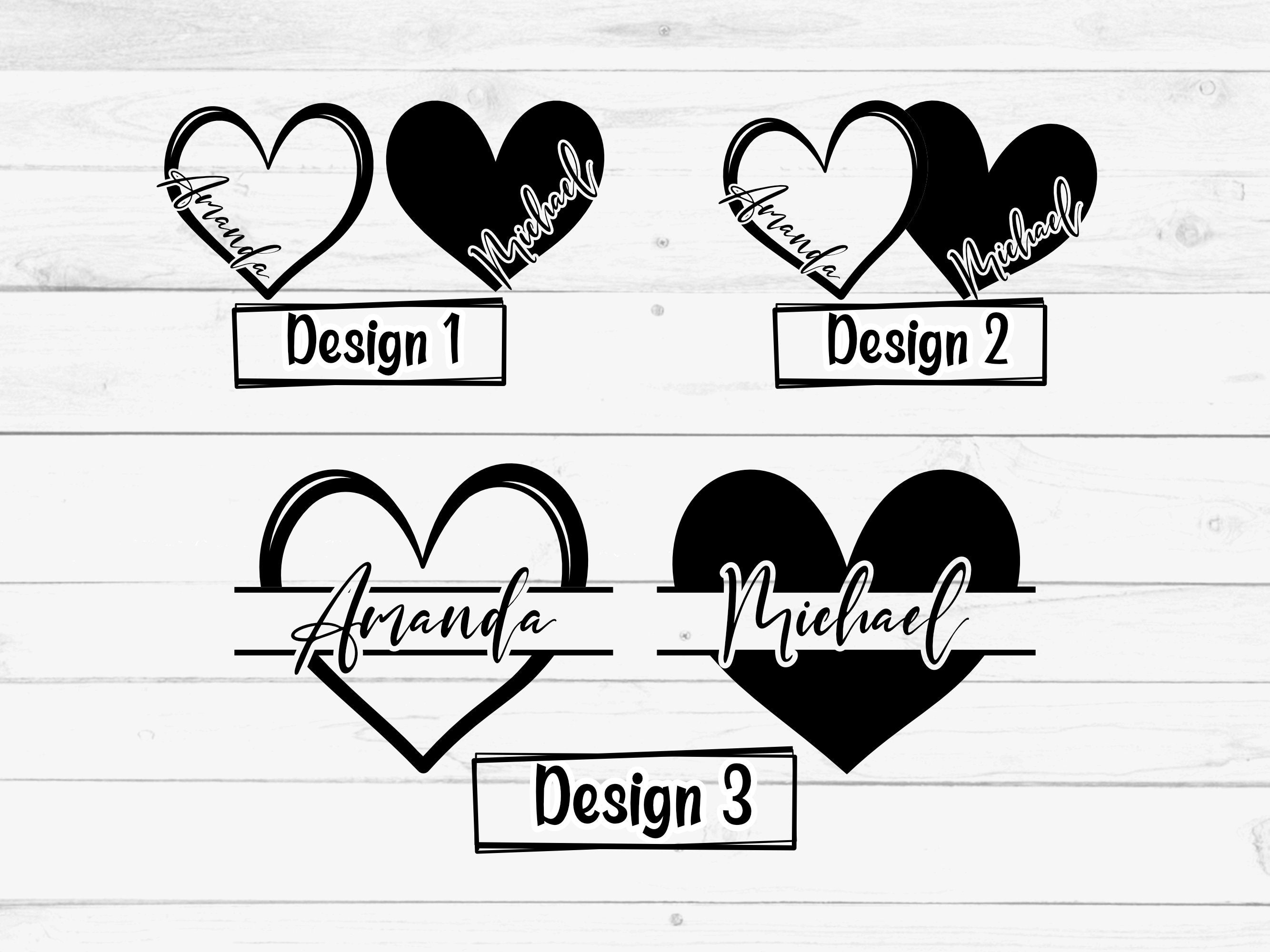Custom Name Hearts Split Heart Svg Split Name Frame Svg - Etsy