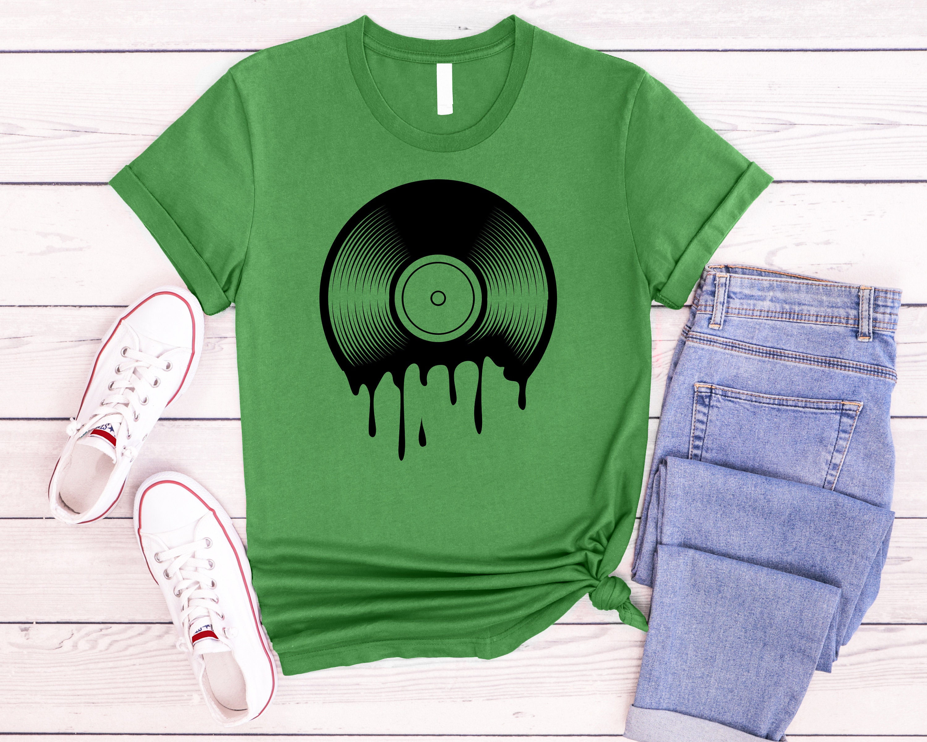 Melting Vinyl T-shirt - Sunset Vinyl Record Shirt - Nostalgic Vinyl ...