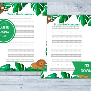 Safari Animal Number Tracing 1-20 Worksheet, Tracing Worksheet, Tracing ...