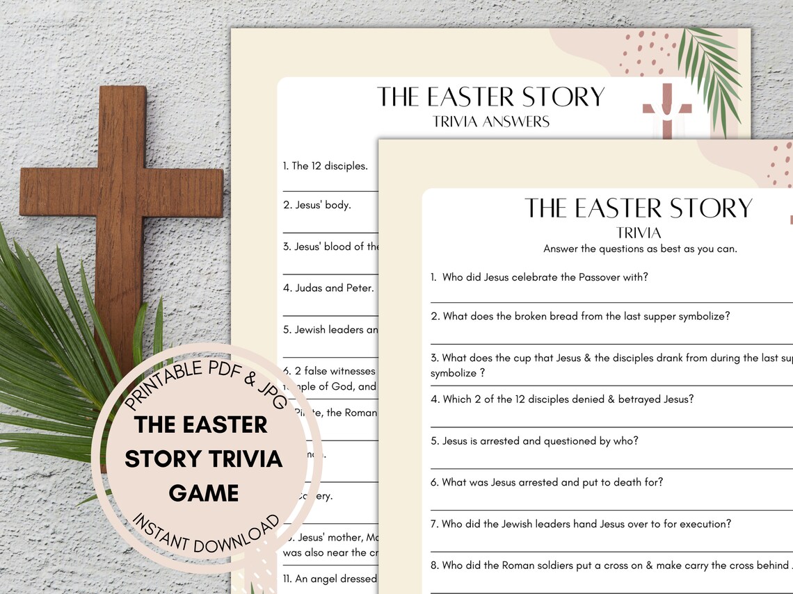The Easter Story Trivia Game, Family Game, Easter Games Printable ...