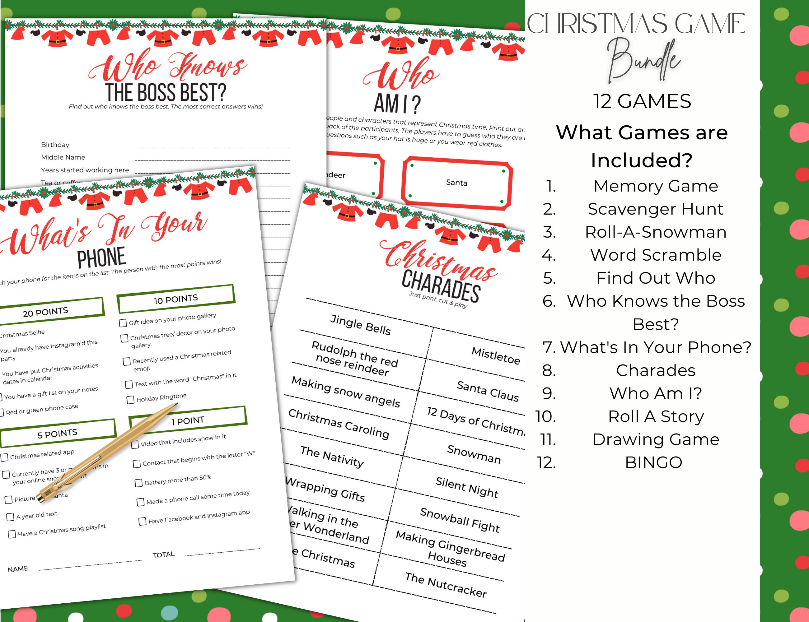 Christmas Game Bundle, Family Games, Christmas Party Games, Christmas ...