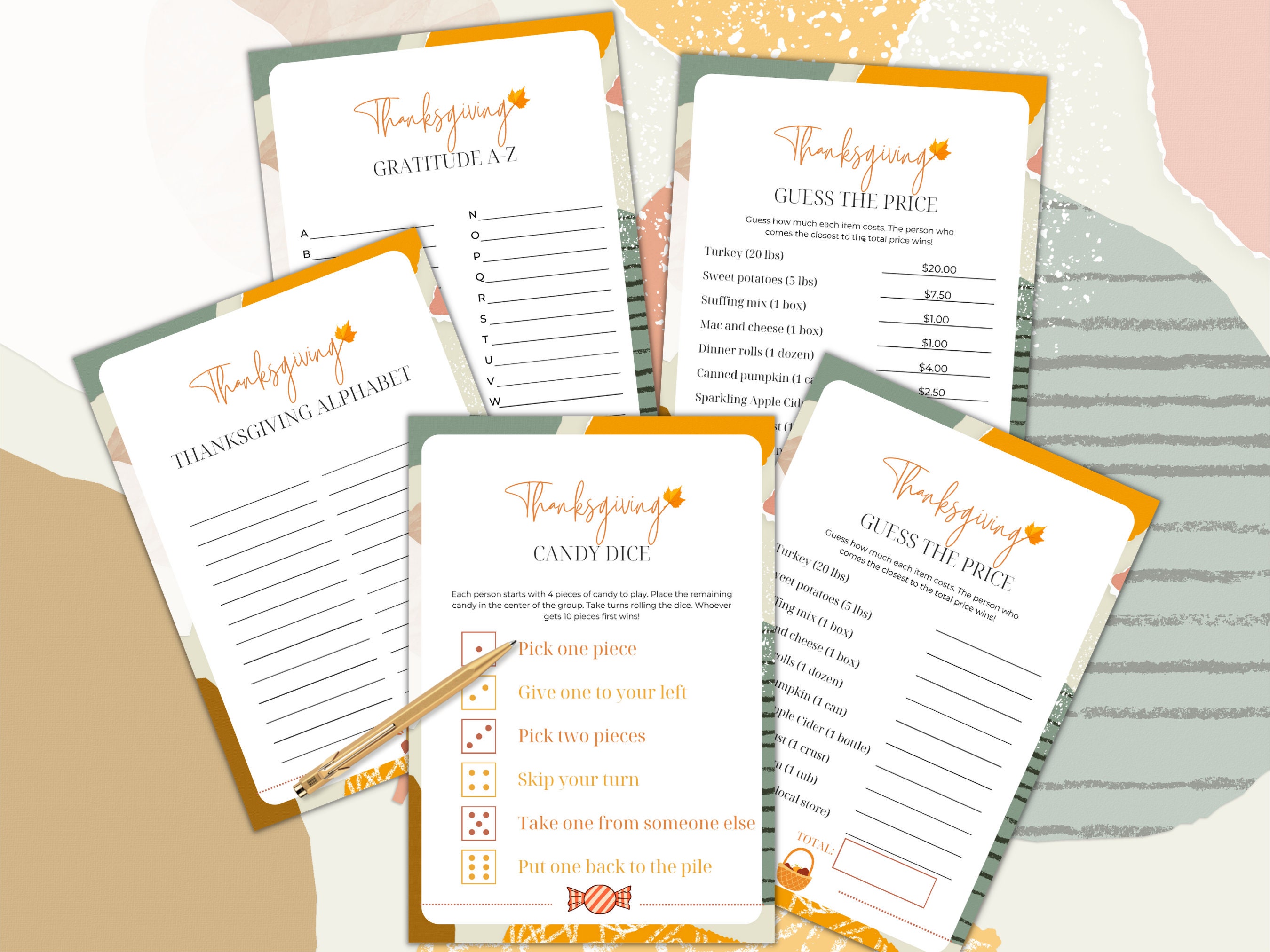 Thanksgiving Game Bundle for Fall Holiday Season Family Party - Etsy