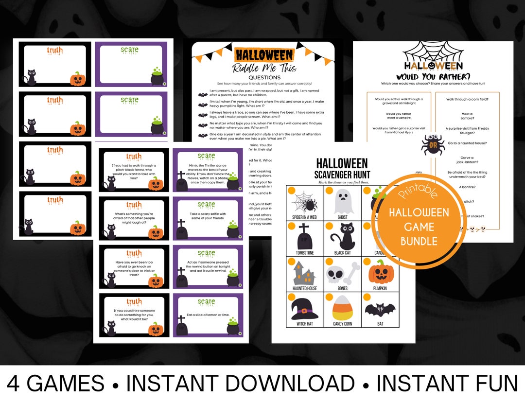 Halloween Game Bundle Printables for Holiday and Office Parties, Truth ...