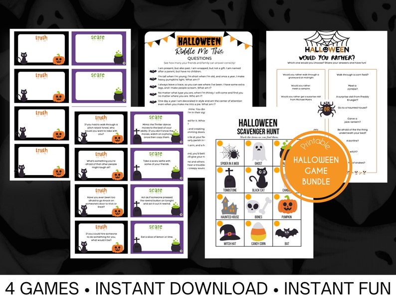 Halloween Game Bundle Printables for Holiday and Office Parties, Truth ...