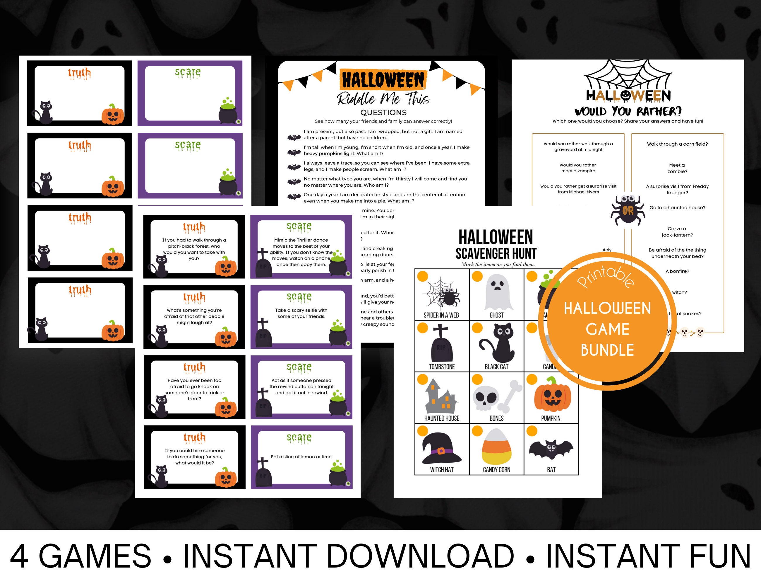 Halloween Game Bundle Printables for Holiday and Office Parties, Truth ...