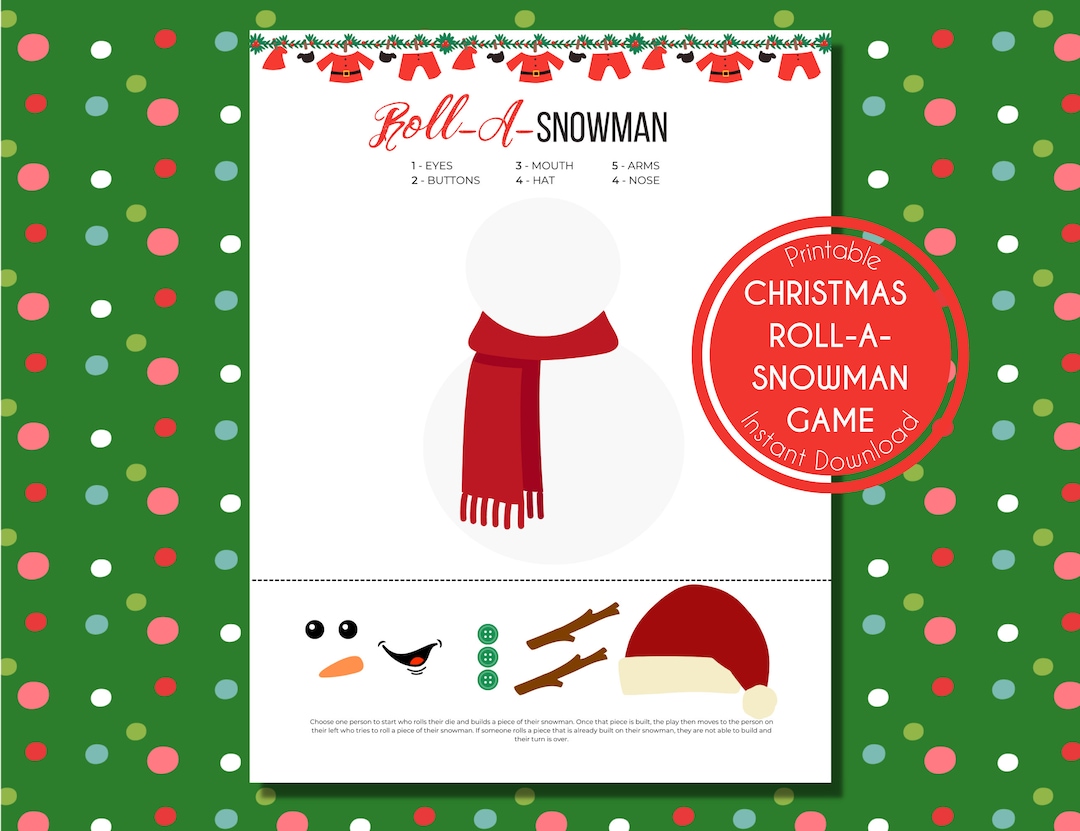 Christmas Roll-a-snowman Game, Christmas Dice Game, Christmas Party ...