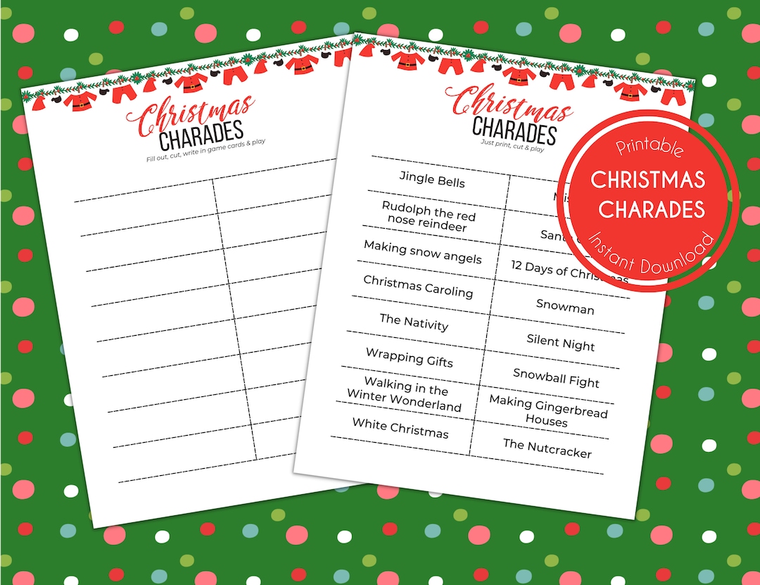 Christmas Charades, Christmas Party Game, Christmas Office Party Games ...