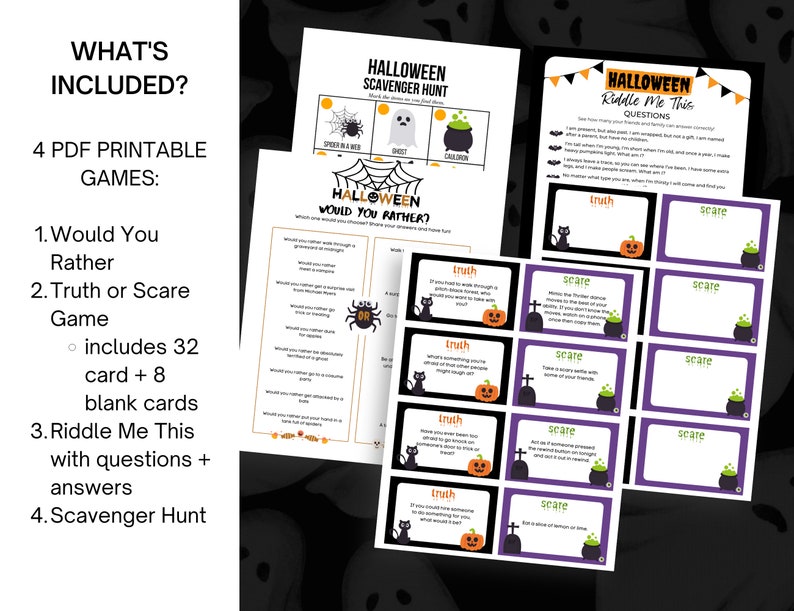 Halloween Game Bundle Printables for Holiday and Office Parties, Truth ...