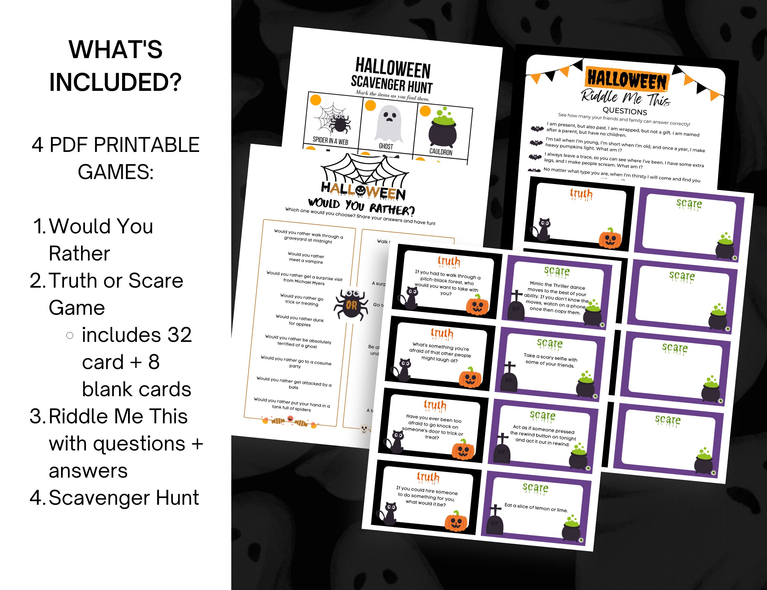 Halloween Game Bundle Printables for Holiday and Office Parties, Truth ...