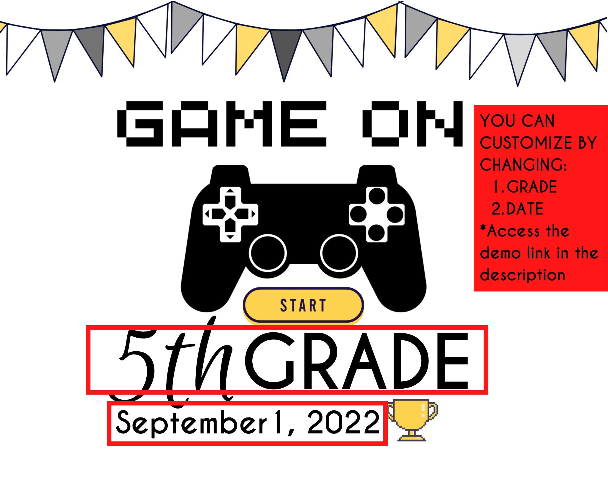 Editable Back to School Sign, Gamer First Day of School Sign, Gamer ...