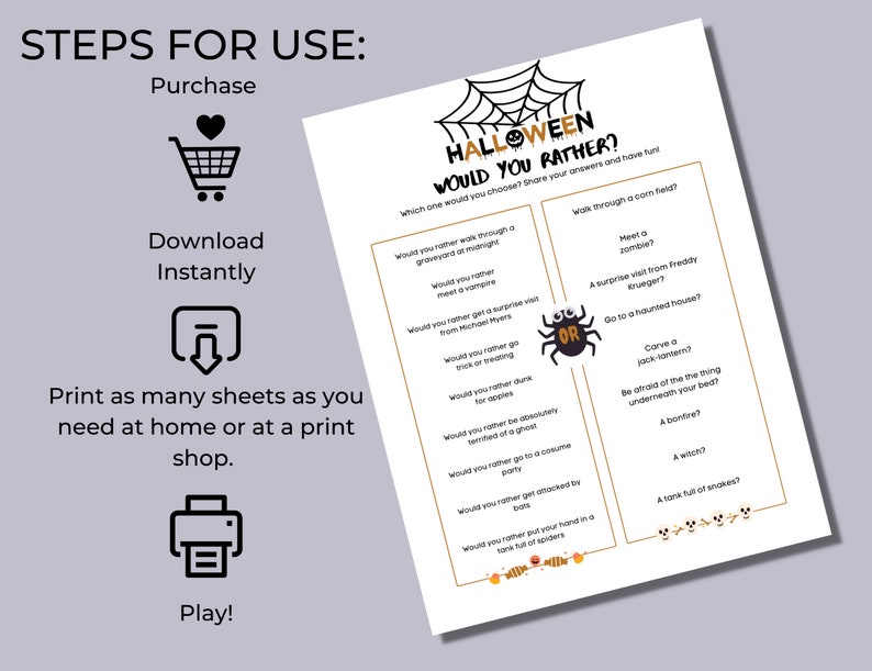Halloween Would You Rather Printable Activity and Game for Your Kids ...