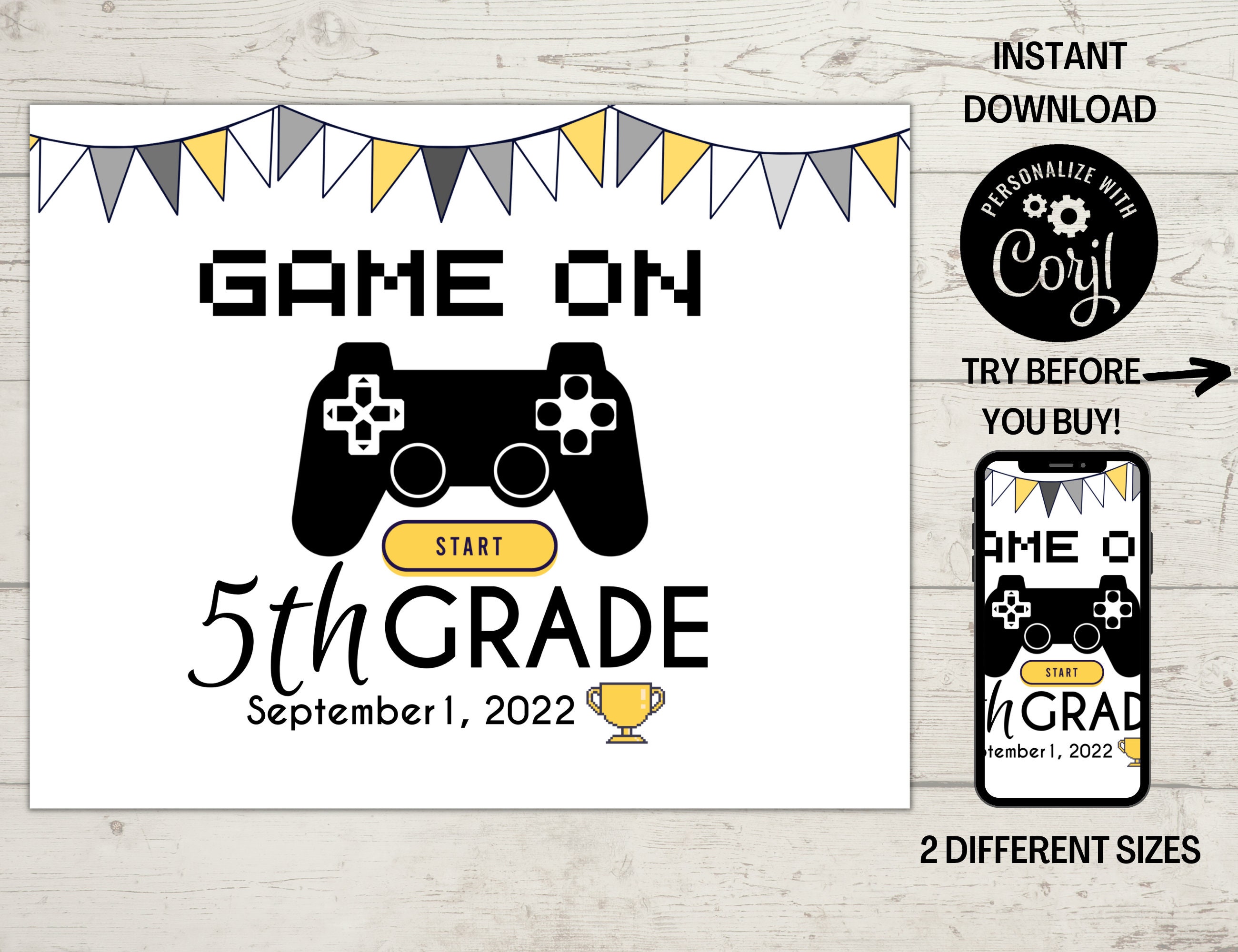 Editable Back to School Sign, Gamer First Day of School Sign, Gamer ...