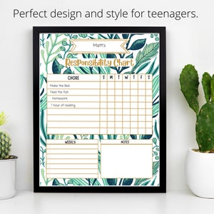 Green Floral Cleaning Checklist, Chore Chart for Kids, Cleaning Planner ...