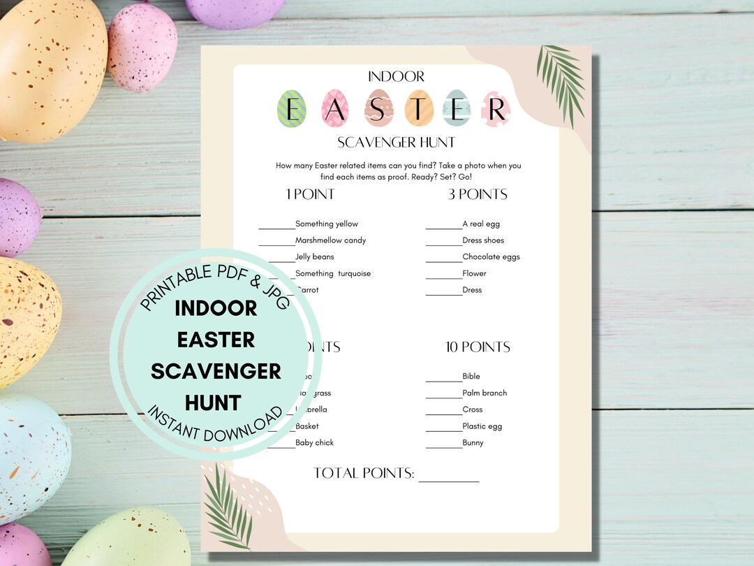 Indoor Easter Scavenger Hunt, Treasure Hunt, Easter Egg Hunt, Easter ...