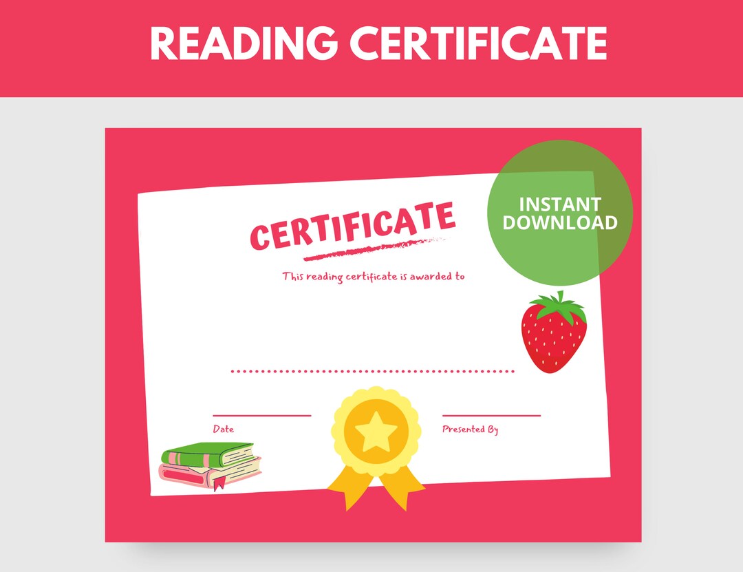 Reading Certificate Printable, Book Tracker Printable, Reading Log ...