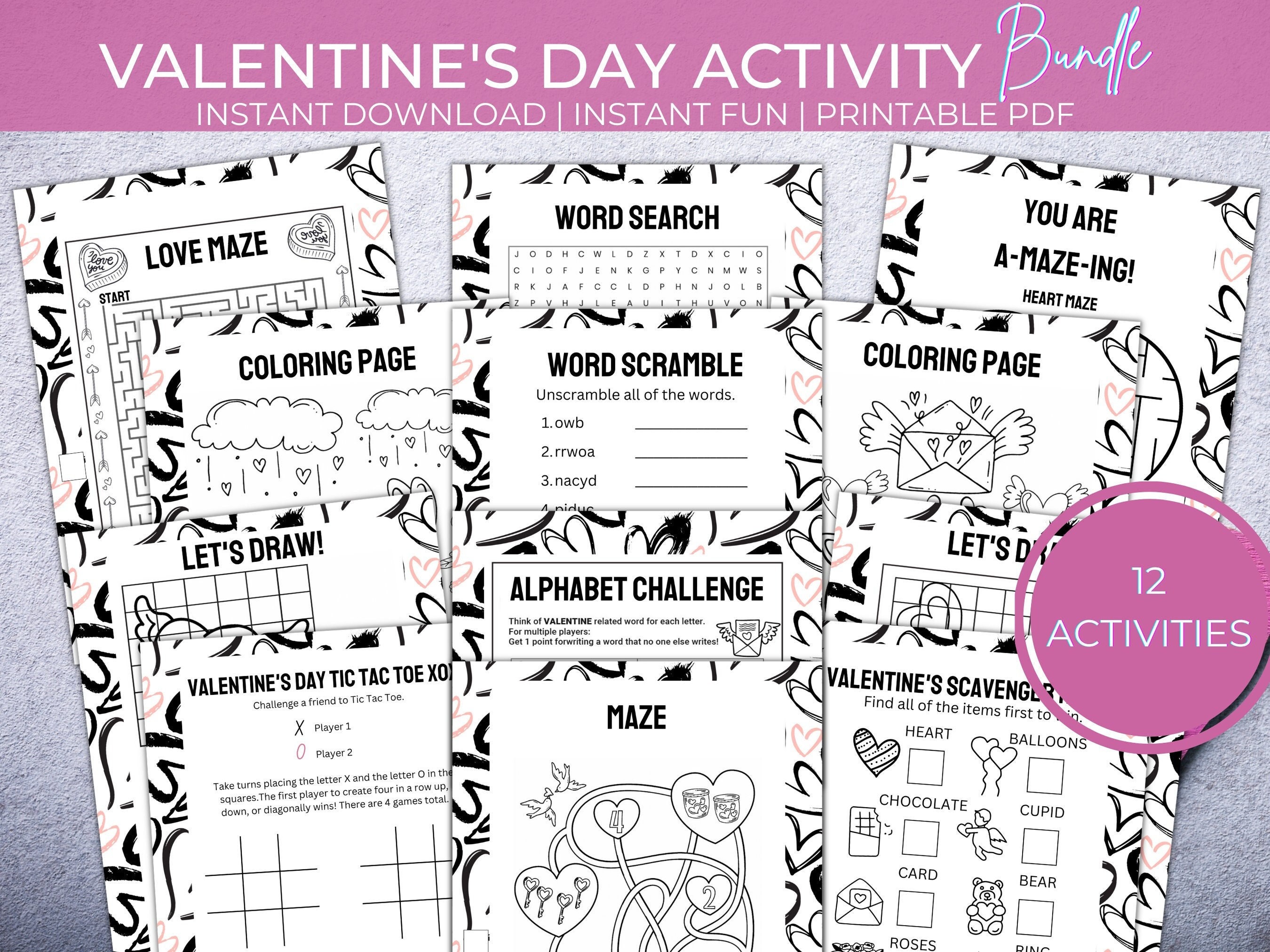 Valentine's Day Printable Party Bundle for Kids, Valentine's Day Games ...