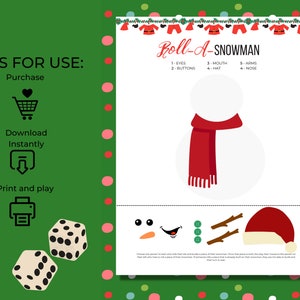 Christmas Roll-a-snowman Game, Christmas Dice Game, Christmas Party ...