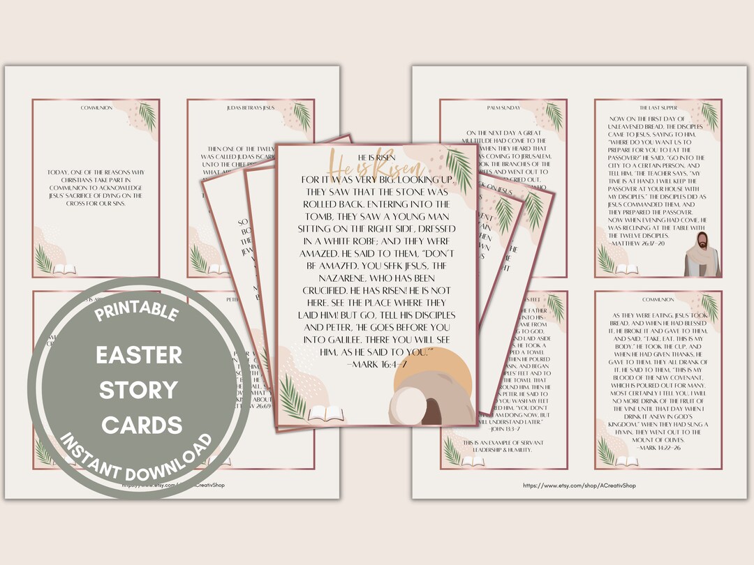 Easter Story Cards, He is Risen, Holy Week, Christian Easter Story ...