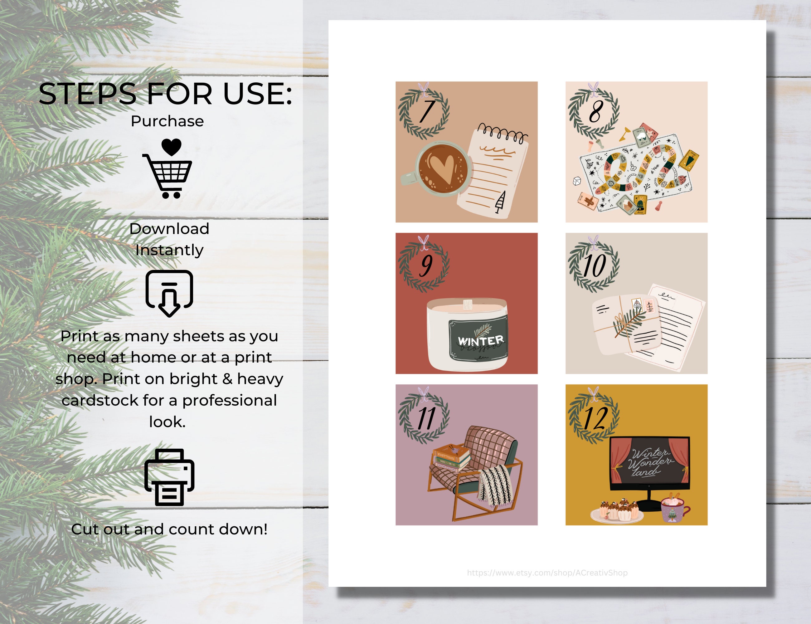 Holiday Advent Calendar and Tags, Christmas Countdown, Family and Kid ...