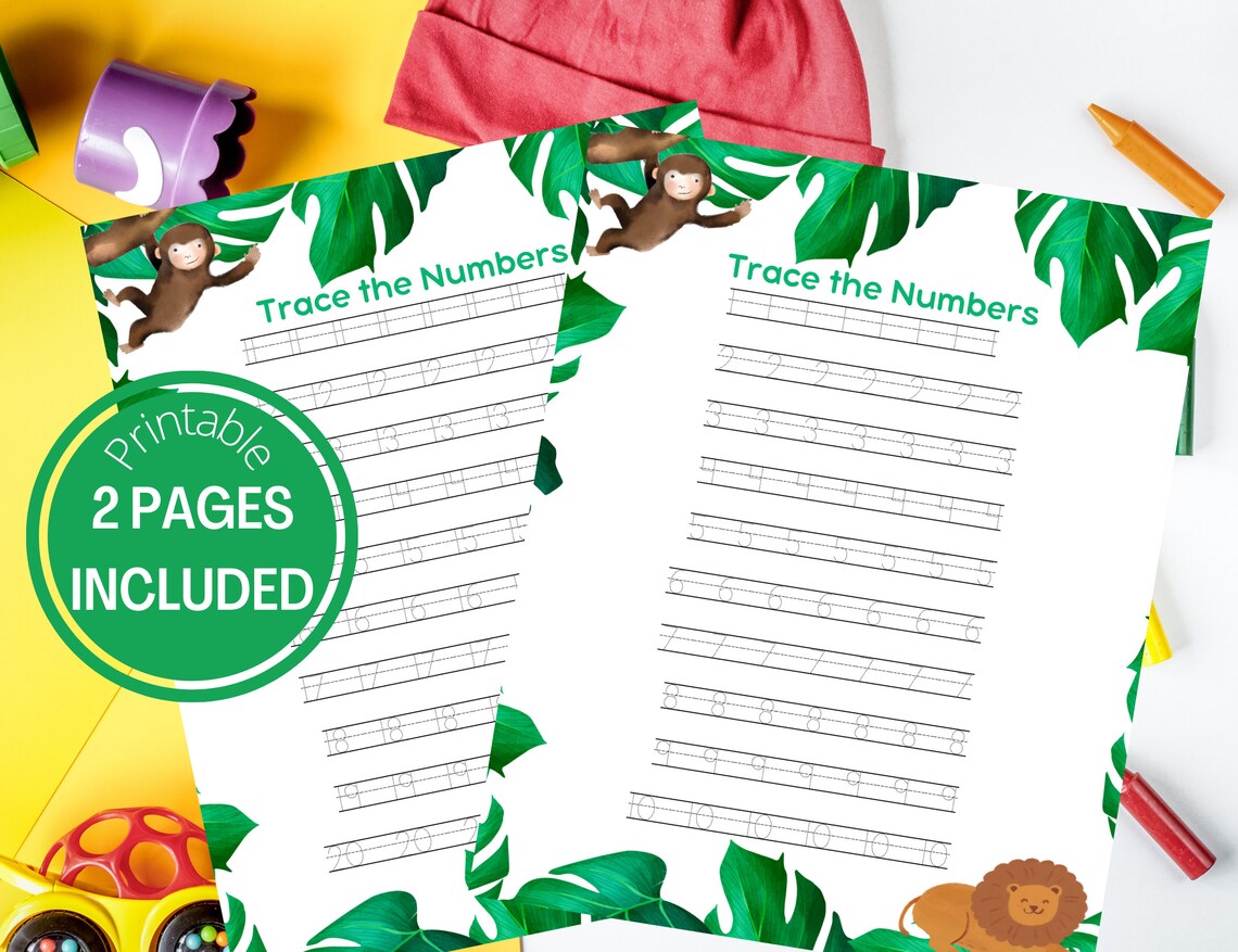 Safari Animal Number Tracing 1-20 Worksheet, Tracing Worksheet, Tracing ...