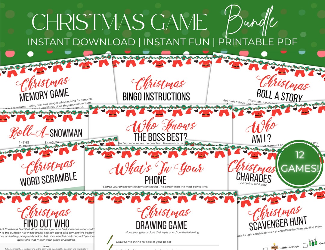 Christmas Game Bundle, Family Games, Christmas Party Games, Christmas ...