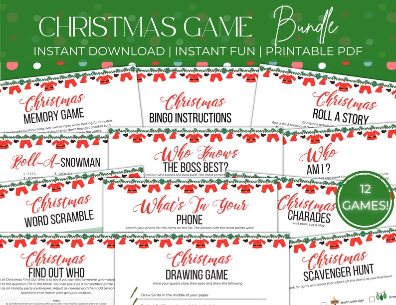 Christmas Game Bundle, Family Games, Christmas Party Games, Christmas ...