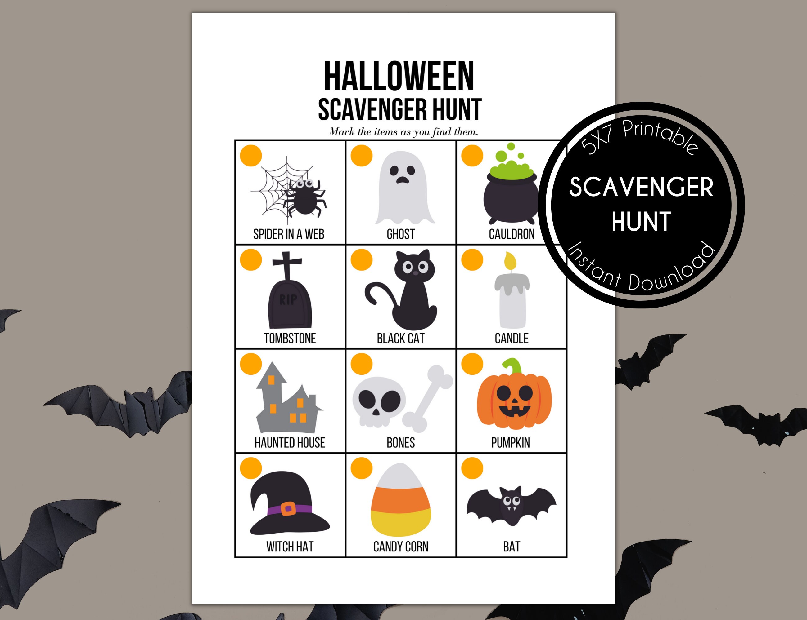 Halloween Scavenger Hunt for Kids Toddlers Tweens, Modern Halloween ...