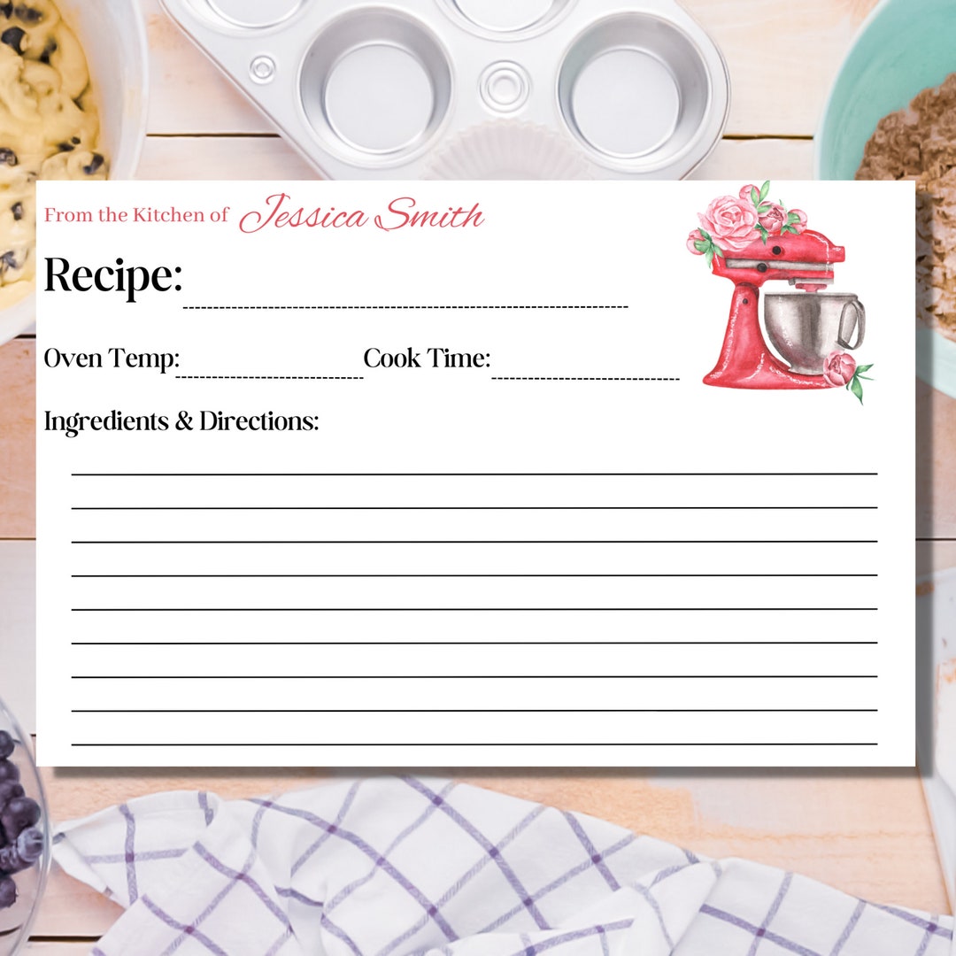 Personalized Double Sided Recipe Cards for a Recipe Box. Set of 15 ...