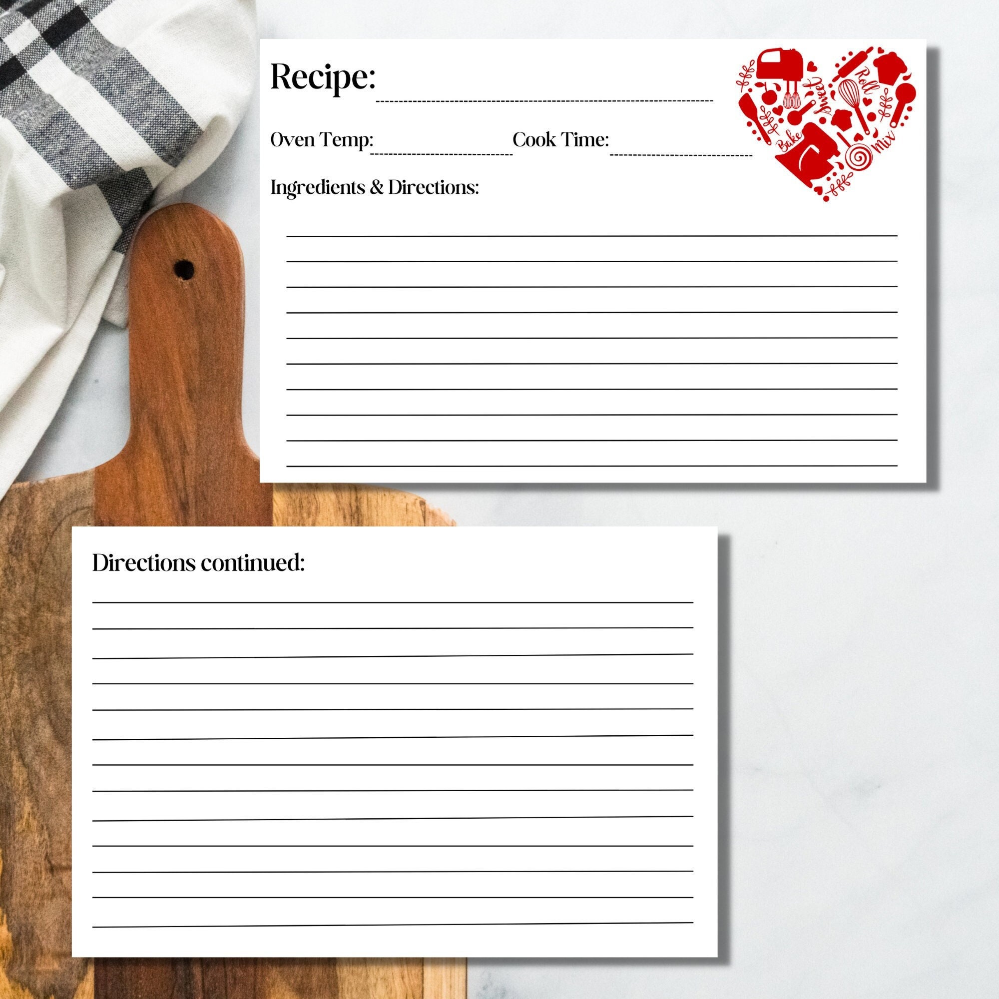 Printed 25 Double Sided Recipe Cards for a Recipe Box. Red - Etsy