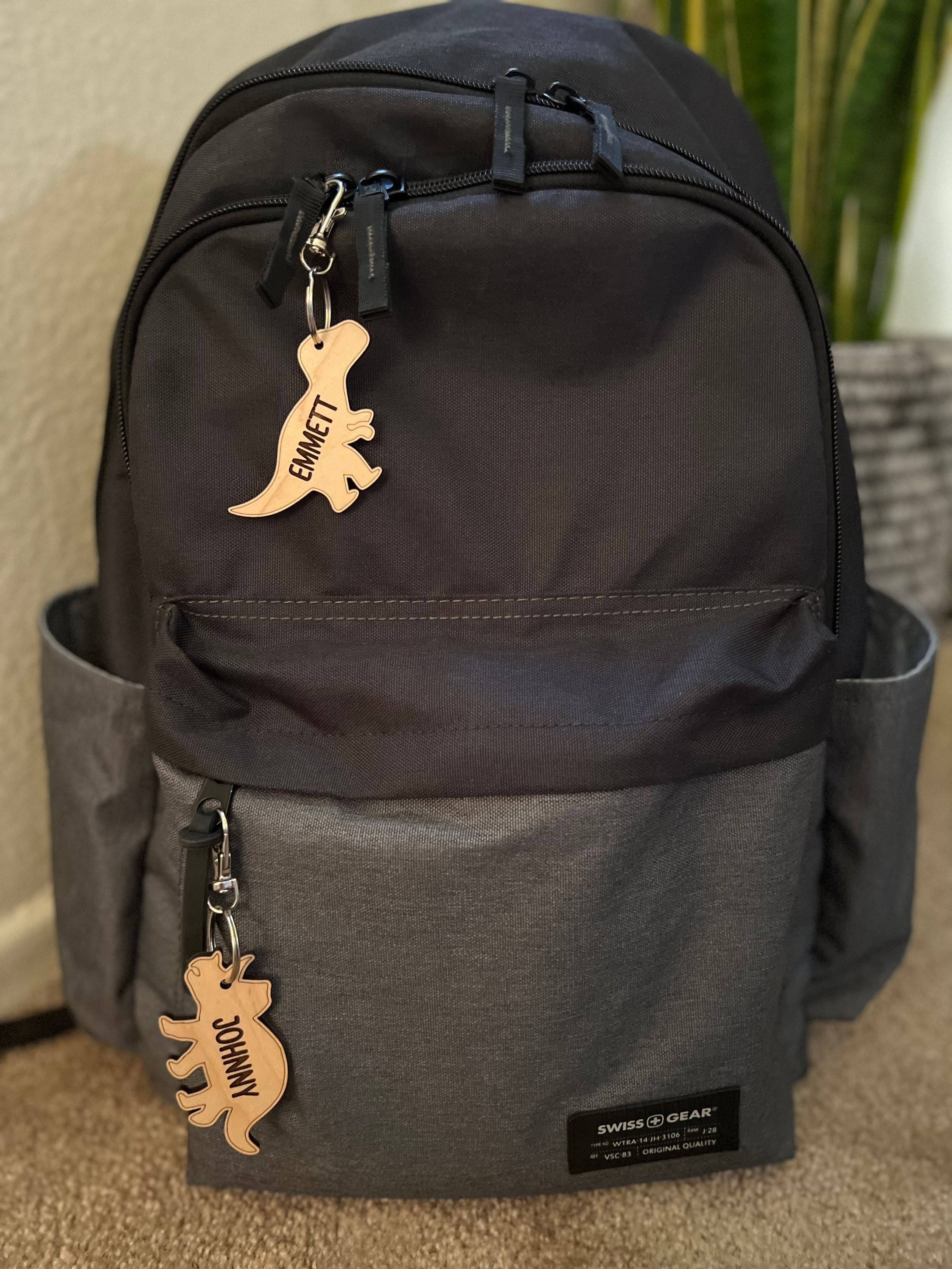 Personalized Maple Dinosaur Keychain | Engraved Bag Tag - Etsy