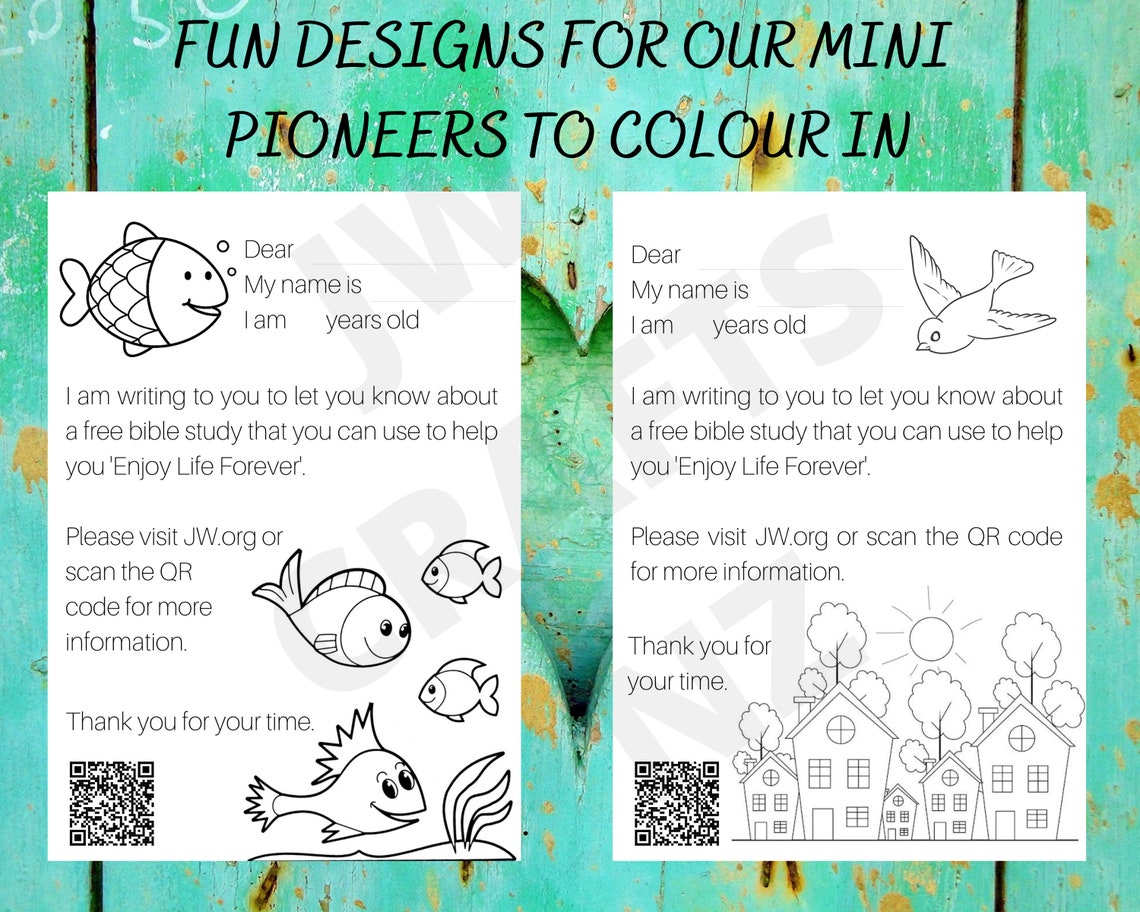 JW 2022 September Campaign Kids Colouring Ministry Letters * 5 ...