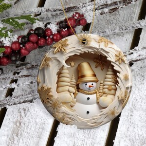 Golden Snowman Ornament With Exquisite Snowflakes, Adorable Whimsical ...