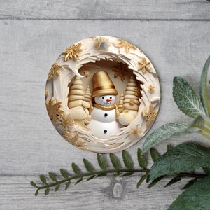 Golden Snowman Ornament With Exquisite Snowflakes, Adorable Whimsical ...