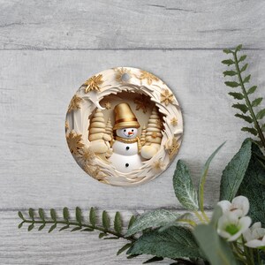 Golden Snowman Ornament With Exquisite Snowflakes, Adorable Whimsical ...