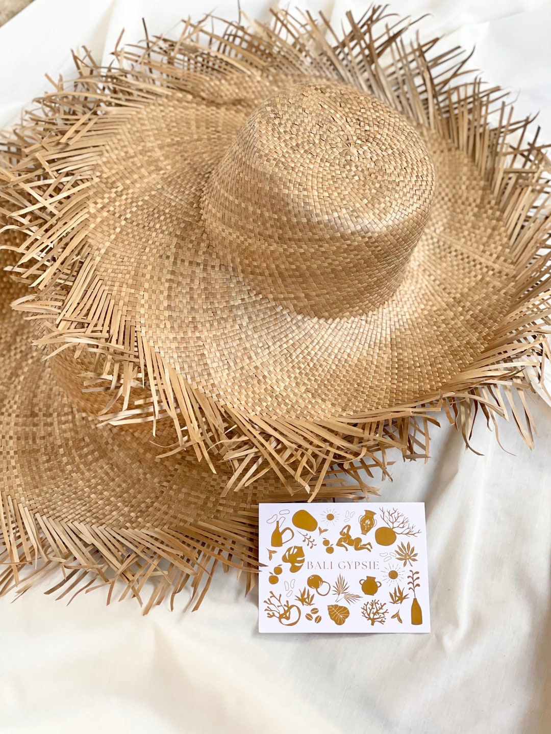 Handwoven STRAW FRINGE Beach Round Sun HAT Natural Fibres Curated by ...
