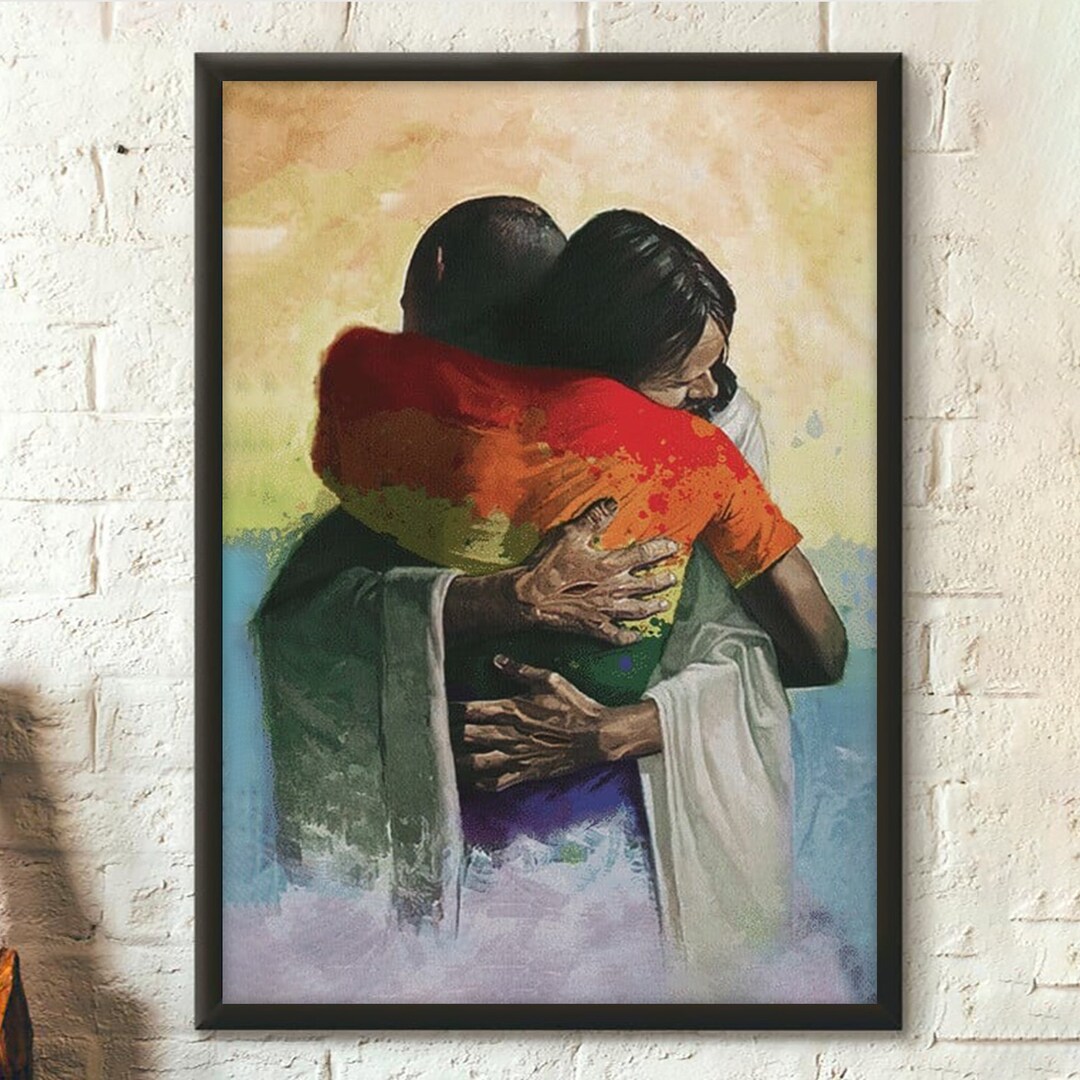 God Hug You in His Arm LGBT Poster, LGBT Jesus Christ Wall Art, Pride ... God Hug You in His Arm LGBT Poster, LGBT Jesus Christ Wall Art, Pride ...