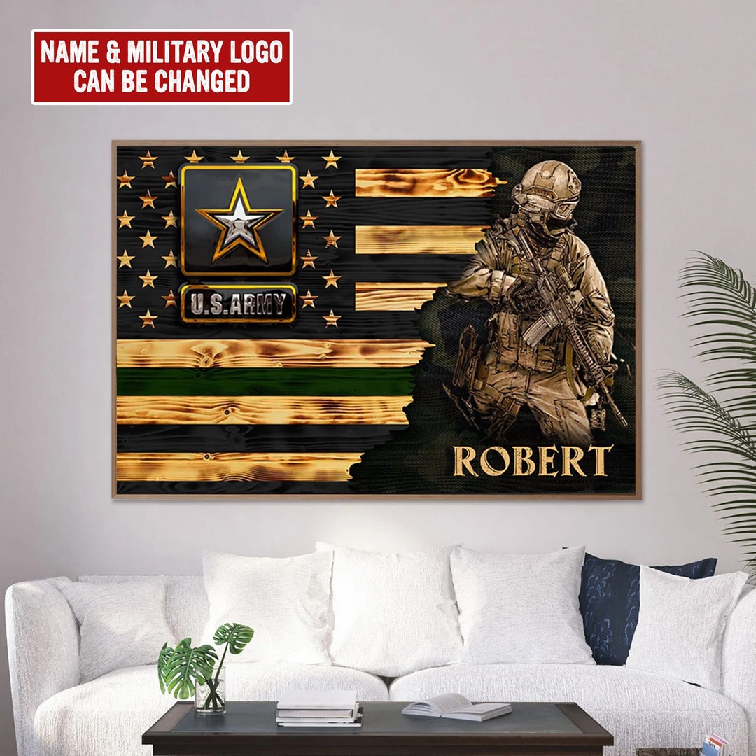 Personalized Military Branch & Name Soldier Veteran Poster, Custom ...