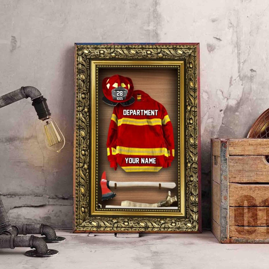 Personalized Firefighter Equipment Uniform Poster, Custom Gift for ...