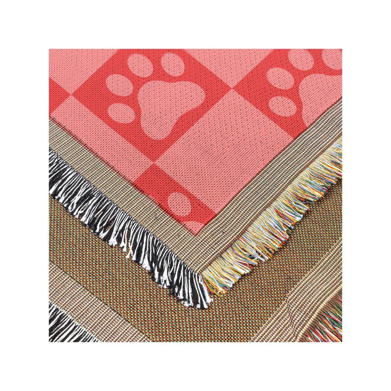 Paw Print Woven Throw, 50in X 60in, Pink and Red Blanket, Bright Dog ...