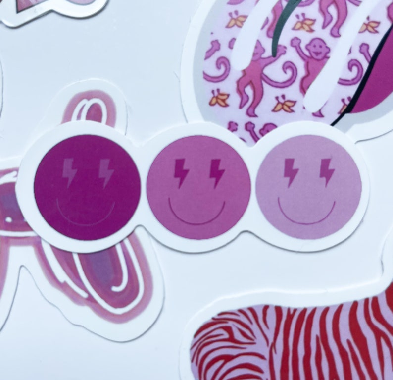 Preppy Sticker Pack of 5, Pink Pack of Waterproof Stickers, Water ...