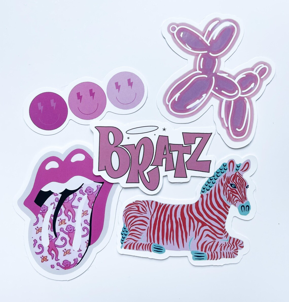 Preppy Sticker Pack of 5, Pink Pack of Waterproof Stickers, Water ...