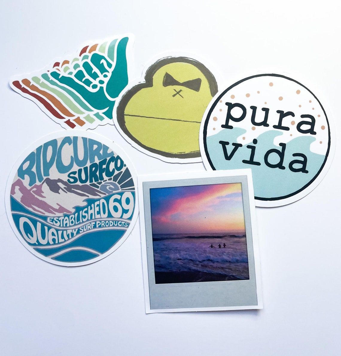 Beachy Sticker Pack of 5, Surf Inspired Pack Waterproof Stickers ...