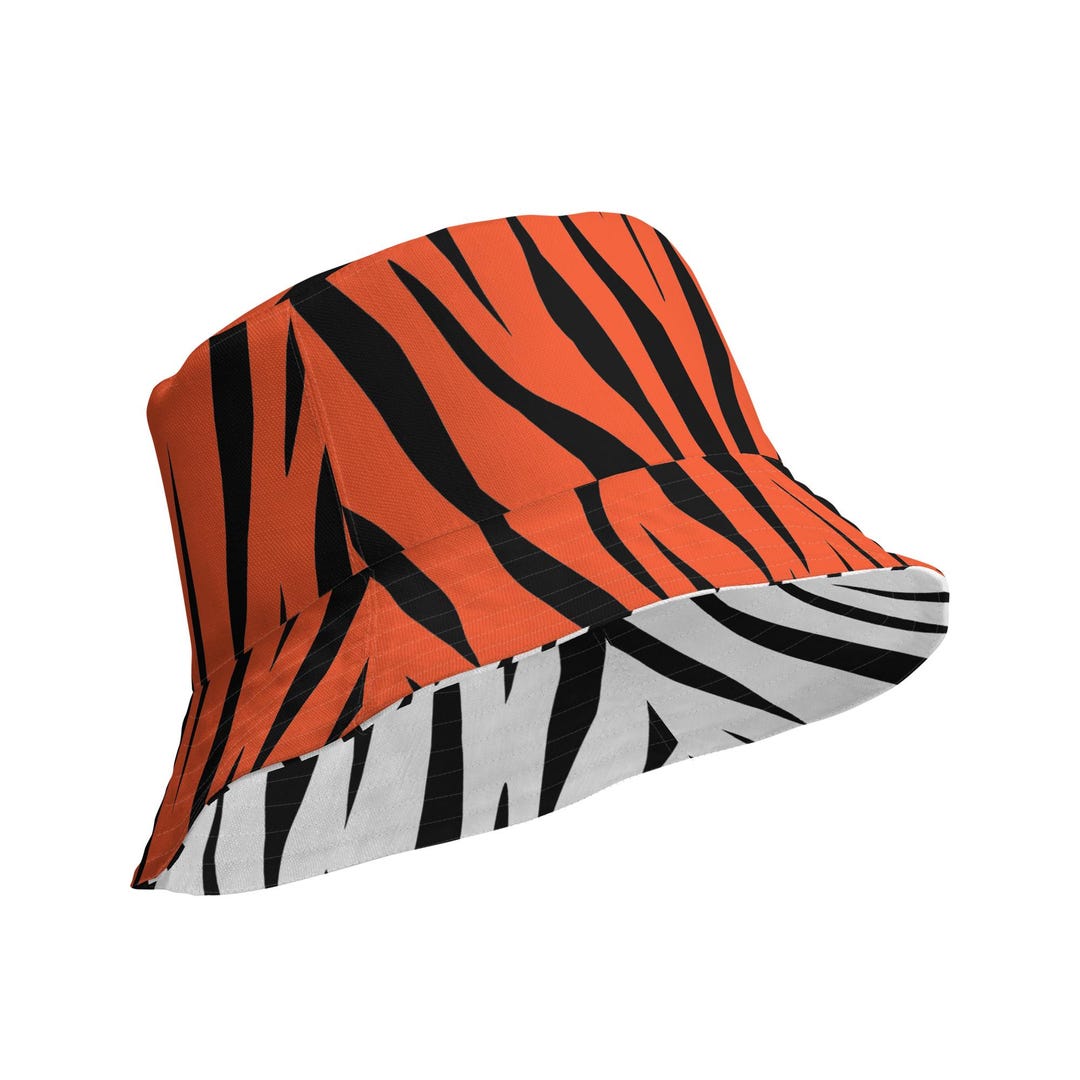 Tiger Stripe Orange Tiger White Tiger Cincinnati Reversible Bucket Hat ...
