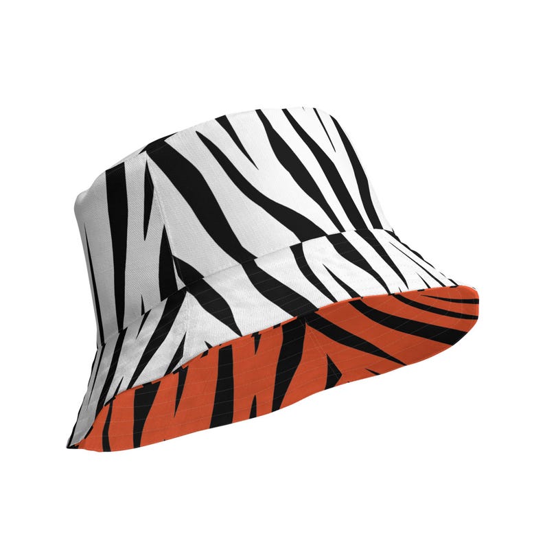 Tiger Stripe Orange Tiger White Tiger Cincinnati Reversible Bucket Hat ...