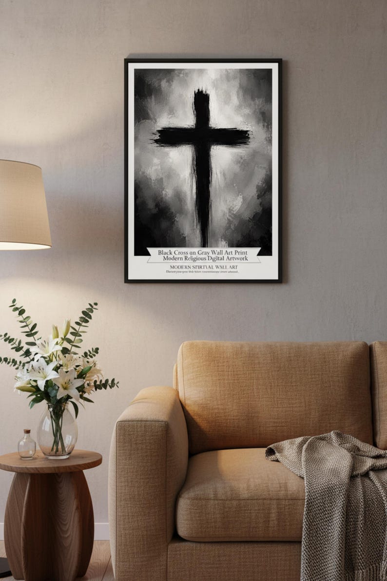 Abstract Cross Wall Art | Brush Stroke Canvas Print (digital Download ...