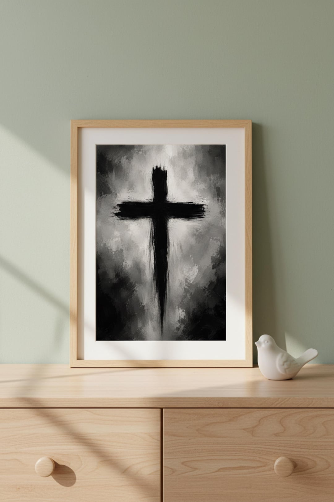 Abstract Cross Wall Art | Brush Stroke Canvas Print (digital Download ...